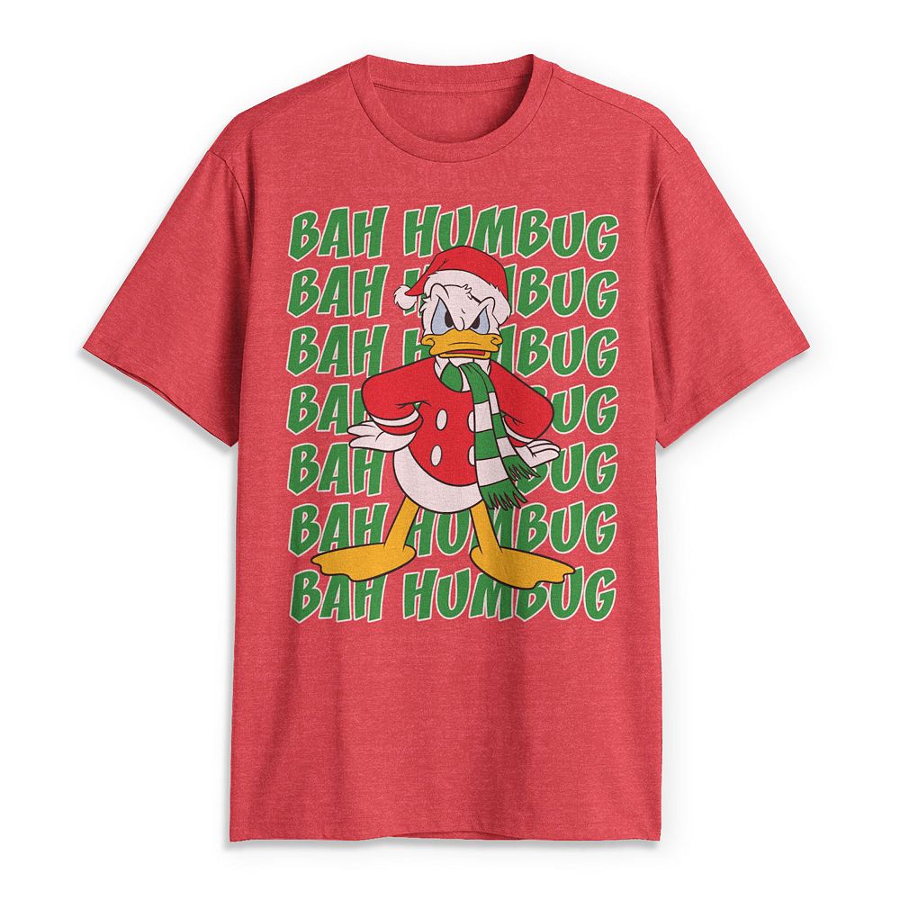 Disney's Donald Duck "Bah Humbug" Christmas Text Stack Men's Tee