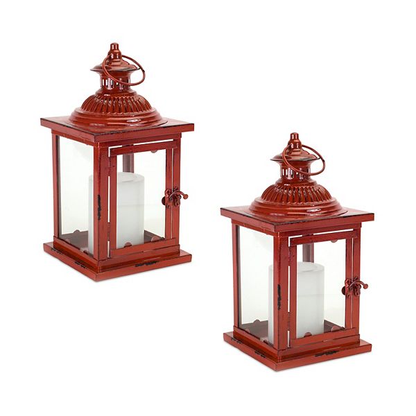 Square Red Lantern Floor Decor