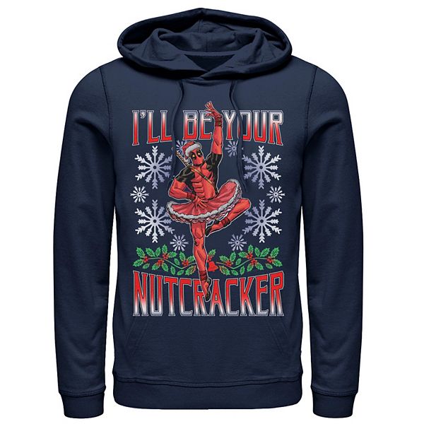 Men's Marvel Deadpool Nutcracker Ballerina Santa Holiday Hoodie