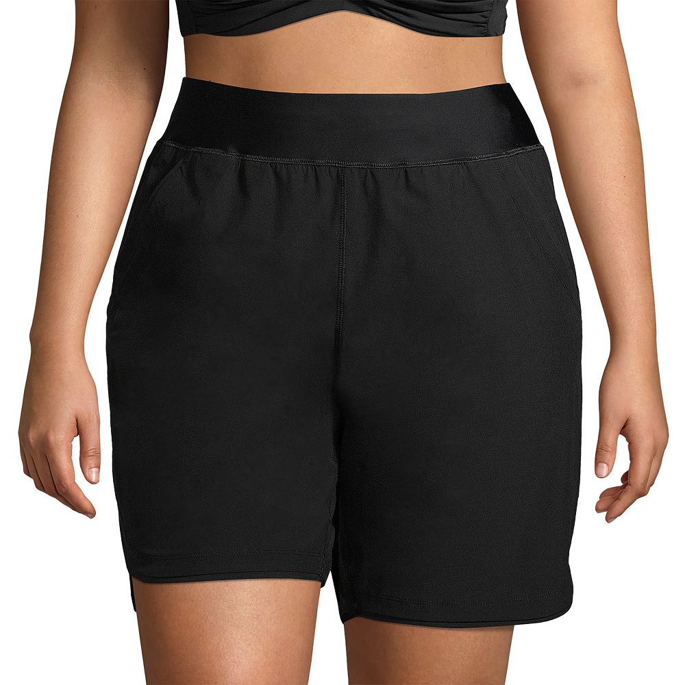 Plus Size Lands' End 9" Quick Dry Swim Board Shorts With Panty
