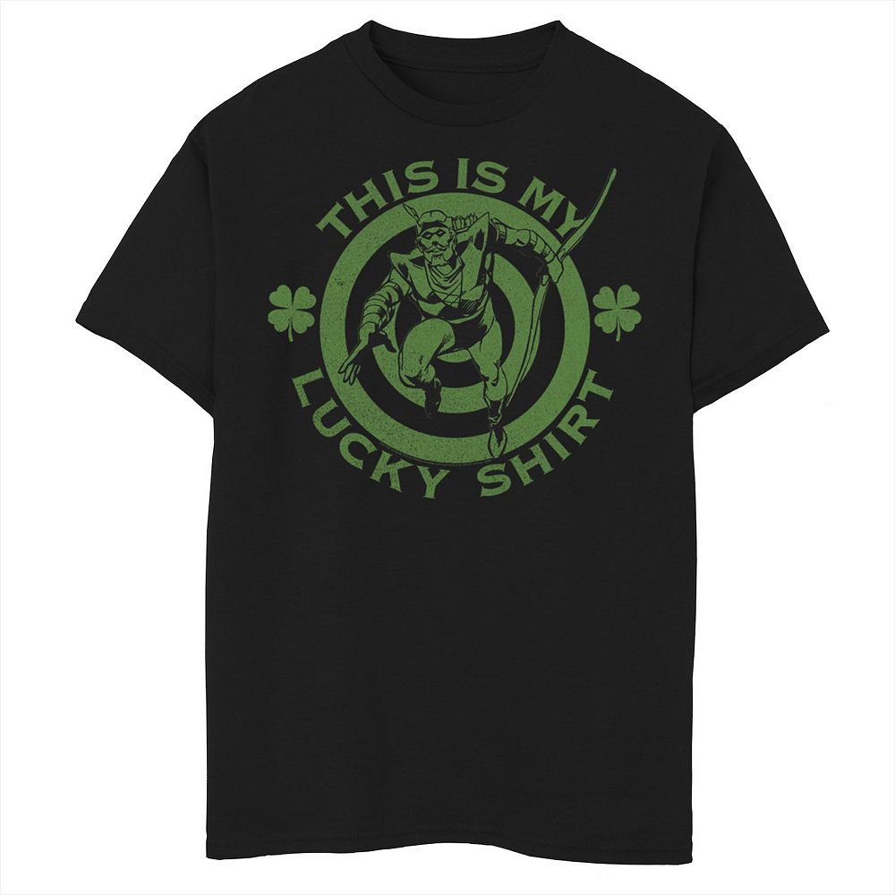 Boys 6-20 DC Comics St. Patrick's Day Green Arrow Lucky Tee