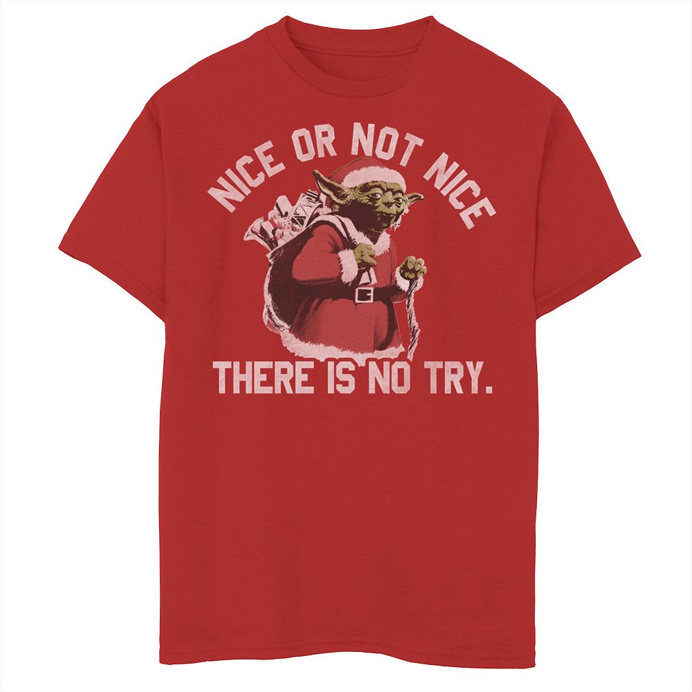 Boys 6-20 Star Wars Christmas Yoda Nice or Not Nice Graphic Tee