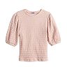 Juniors' Vylette™ Puff Sleeve Pucker Knit Top