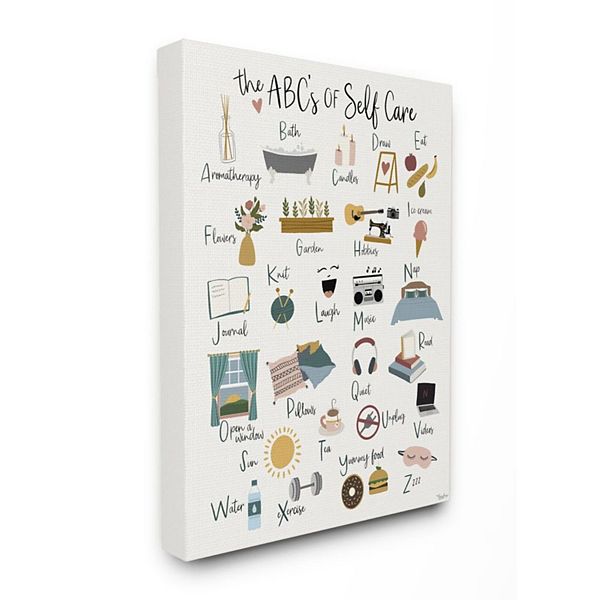 Stupell Home Decor ABCs of Self Care Canvas Wall Art - 16" x 20"
