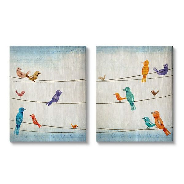 Stupell Home Decor Song Birds on the Line Wall Art 2-piece Set