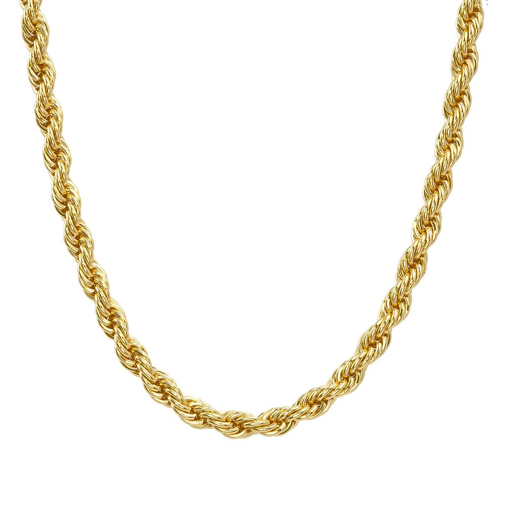 Men's 14k Gold Plated Rope Chain Necklace