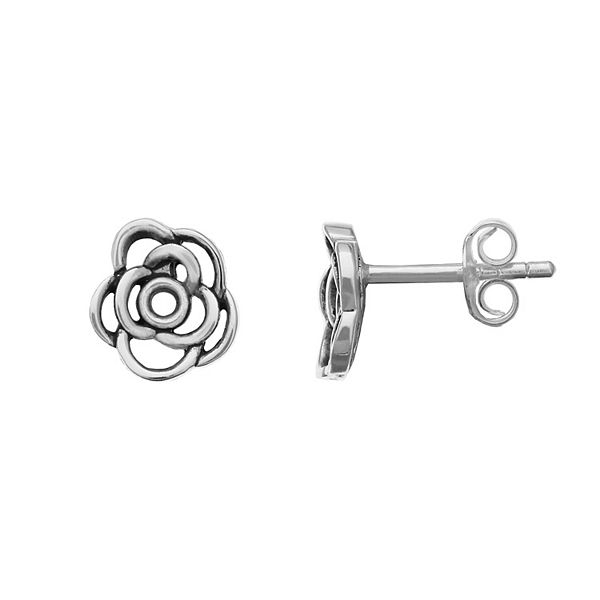 PRIMROSE Sterling Silver Rose Stud Earrings