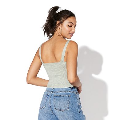 Juniors' Vylette™ Embroidered Sweater Tank Top