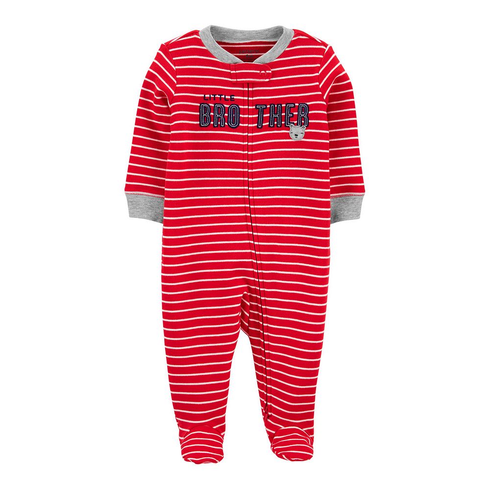 Baby Boy Carter's "Little Brother" 2-Way Zip Cotton Sleep & Play