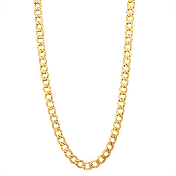 Jordan Blue Men's 10k Gold 6.4mm Curb Chain Necklace