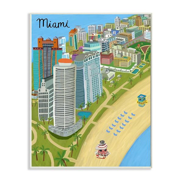 Stupell Home Decor Colorful Miami Plaque Wall Art
