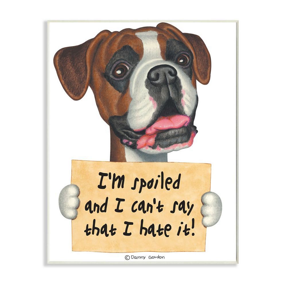 Stupell Home Decor Spoiled Boxer Dog Plaque Wall Art