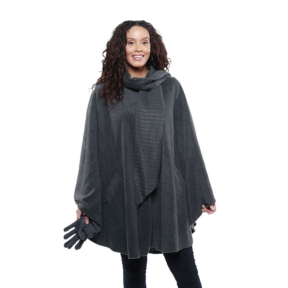 Women's Linda Anderson Le Moda Fleece Cape with Gloves & Attached Scarf