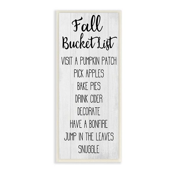 Stupell Home Decor Fall Bucket List Sign Wall Art