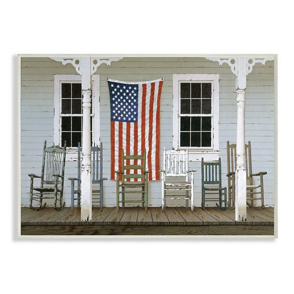Stupell Home Decor Distressed Rocking Chair Porch Americana Realistic ...