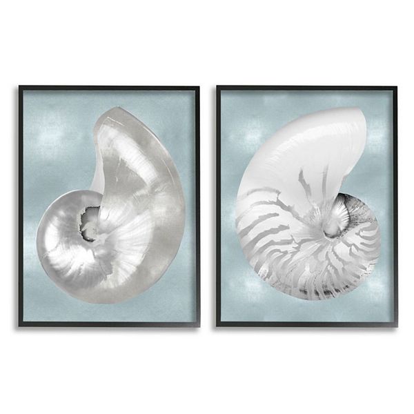 Stupell Home Decor Minimal Nautilus Shell Framed Wall Art 2-piece Set