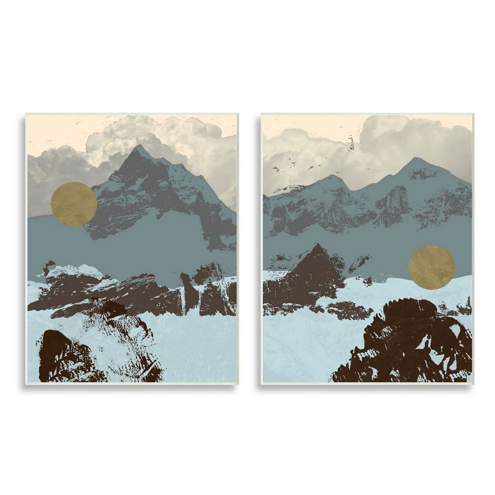 Stupell Home Decor Mountain Range Plaque Wall Art 2-piece Set