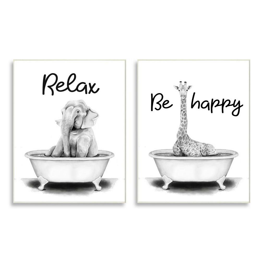 Stupell Home Decor Be Happy and Relax Plaque Wall Art 2-piece Set