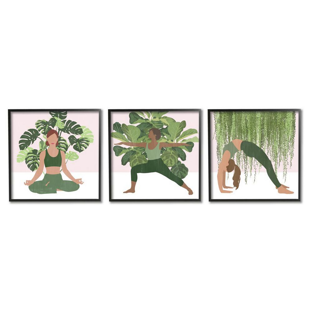 Stupell Home Decor Yoga Poses Framed Wall Art 3-piece Set