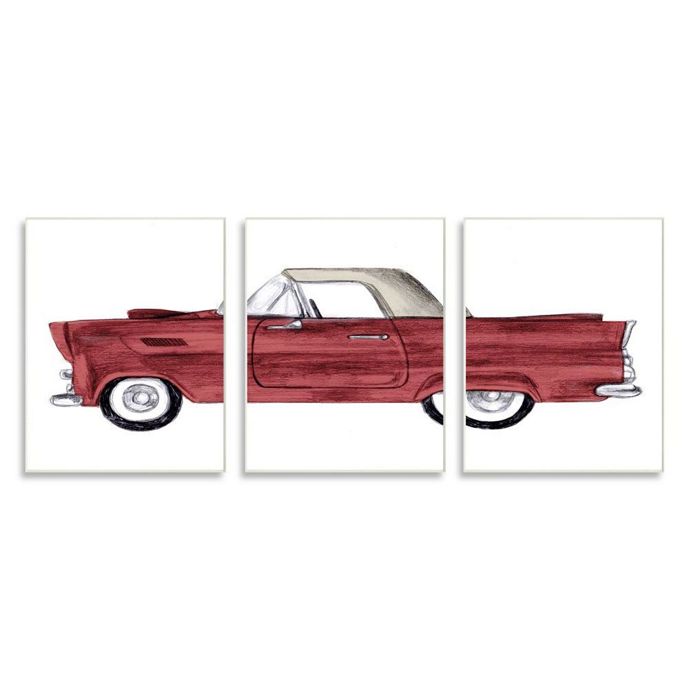 Stupell Home Decor Vintage Red Convertible Drawing Classic Automobile ...