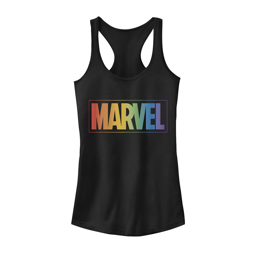 Juniors' Marvel Rainbow Gradient Logo Graphic Tank Top