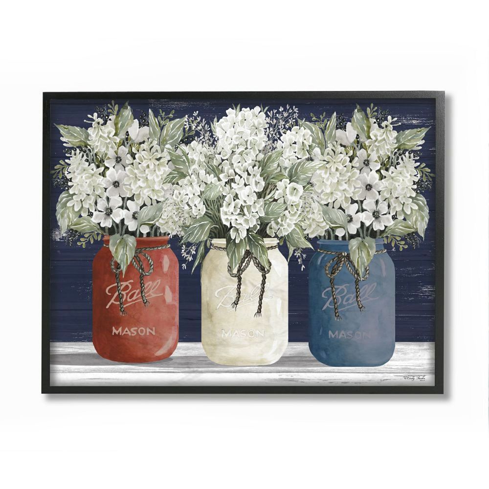 Stupell Home Decor Americana Floral Black Framed Wall Art