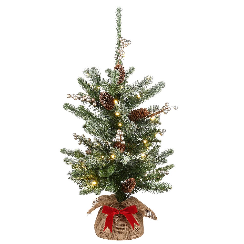 National Tree Company 2-ft. Pre-Lit Snowy Morgan Spruce Artificial ...
