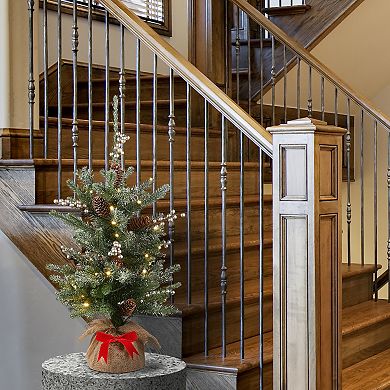 National Tree Company 2-ft. Pre-Lit Snowy Morgan Spruce Artificial ...
