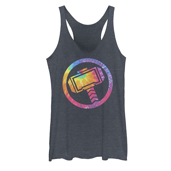 Juniors' Marvel Thor Tie Dye Hammer Symbol Tank Top