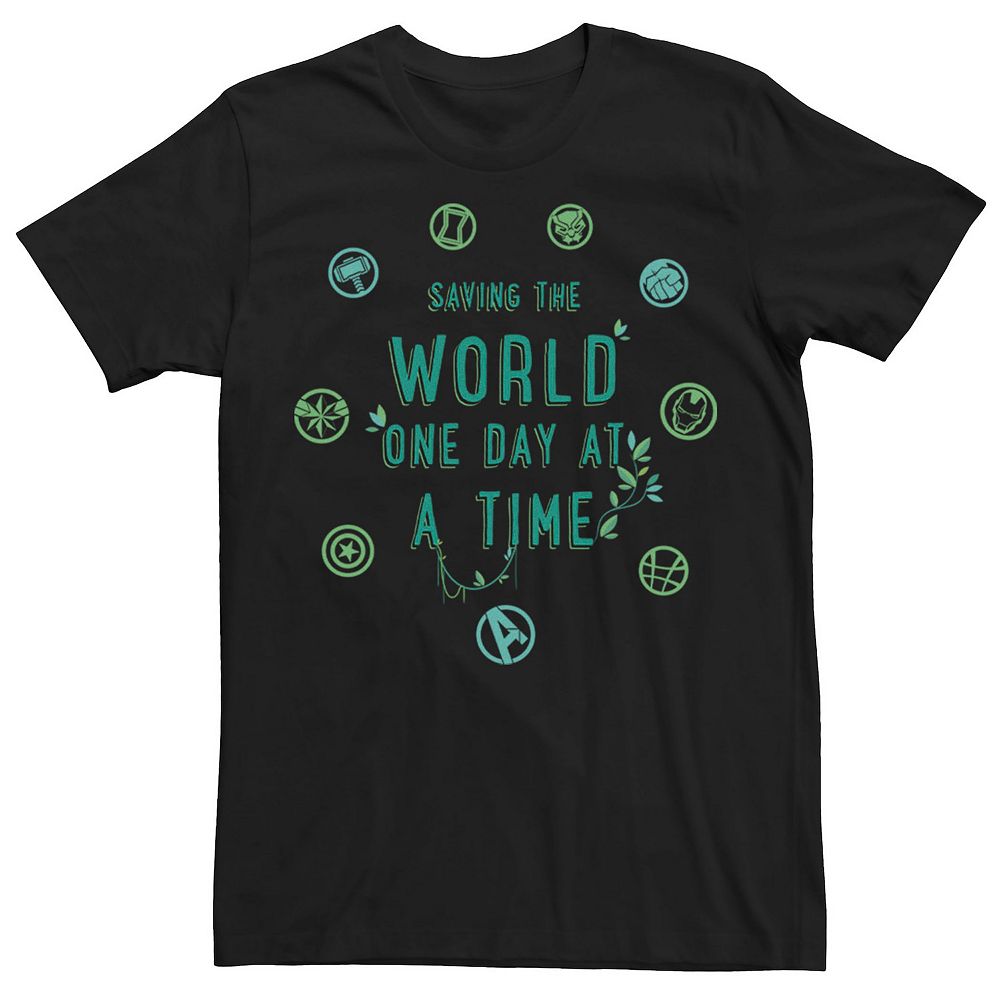 Men's Marvel Earth Day Saving The World One Day At A Time Icons Tee