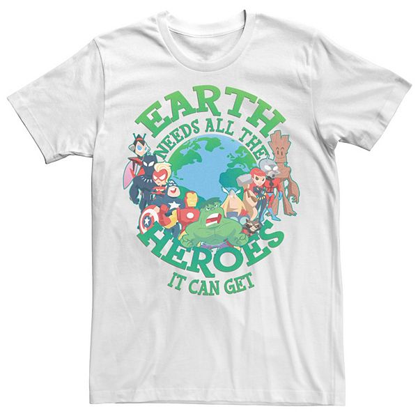 Men's Marvel Earth Day Earth Needs All The Heroes It Can Get Tee