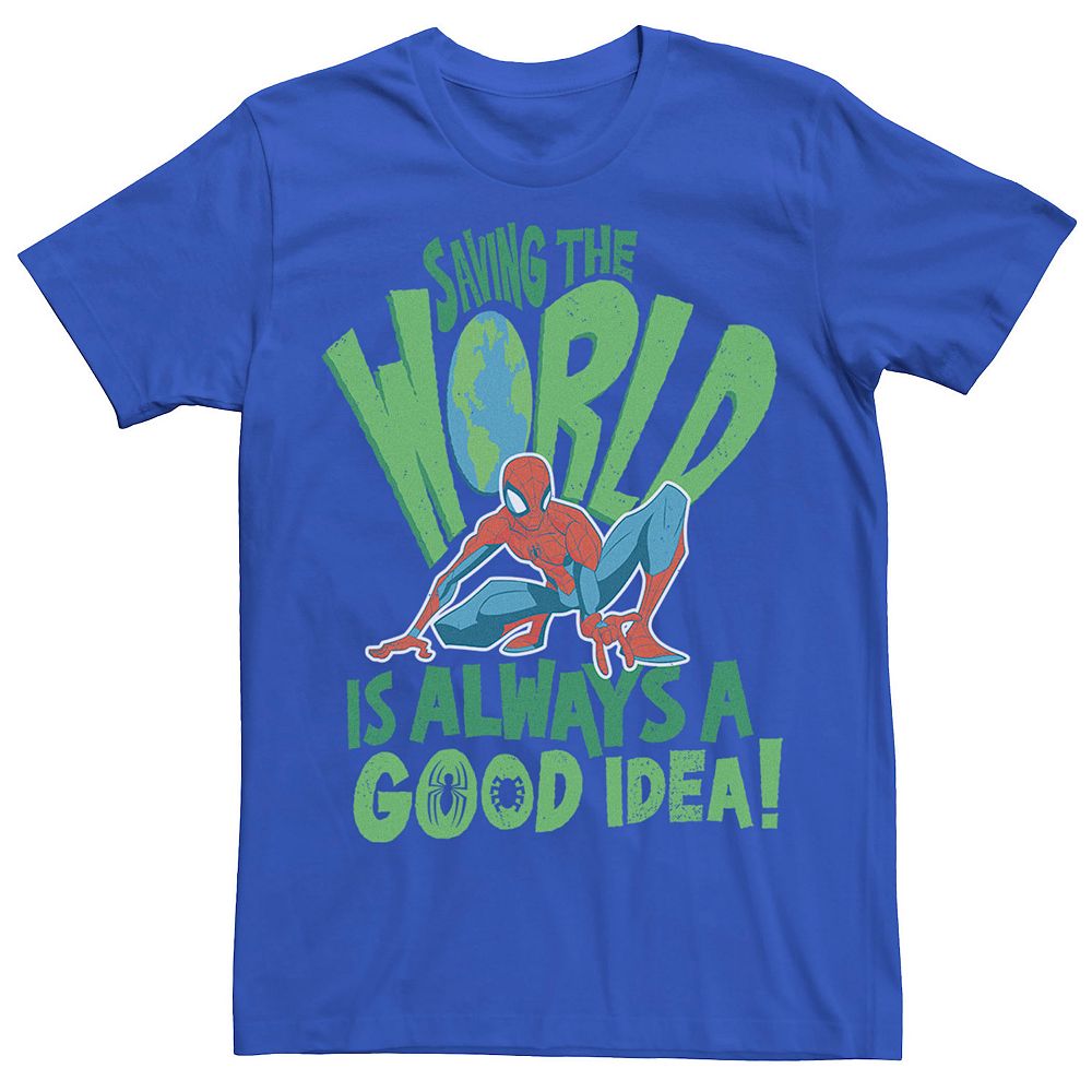 Men's Marvel Earth Day Spider-Man Saving The World Is A Good Idea Tee