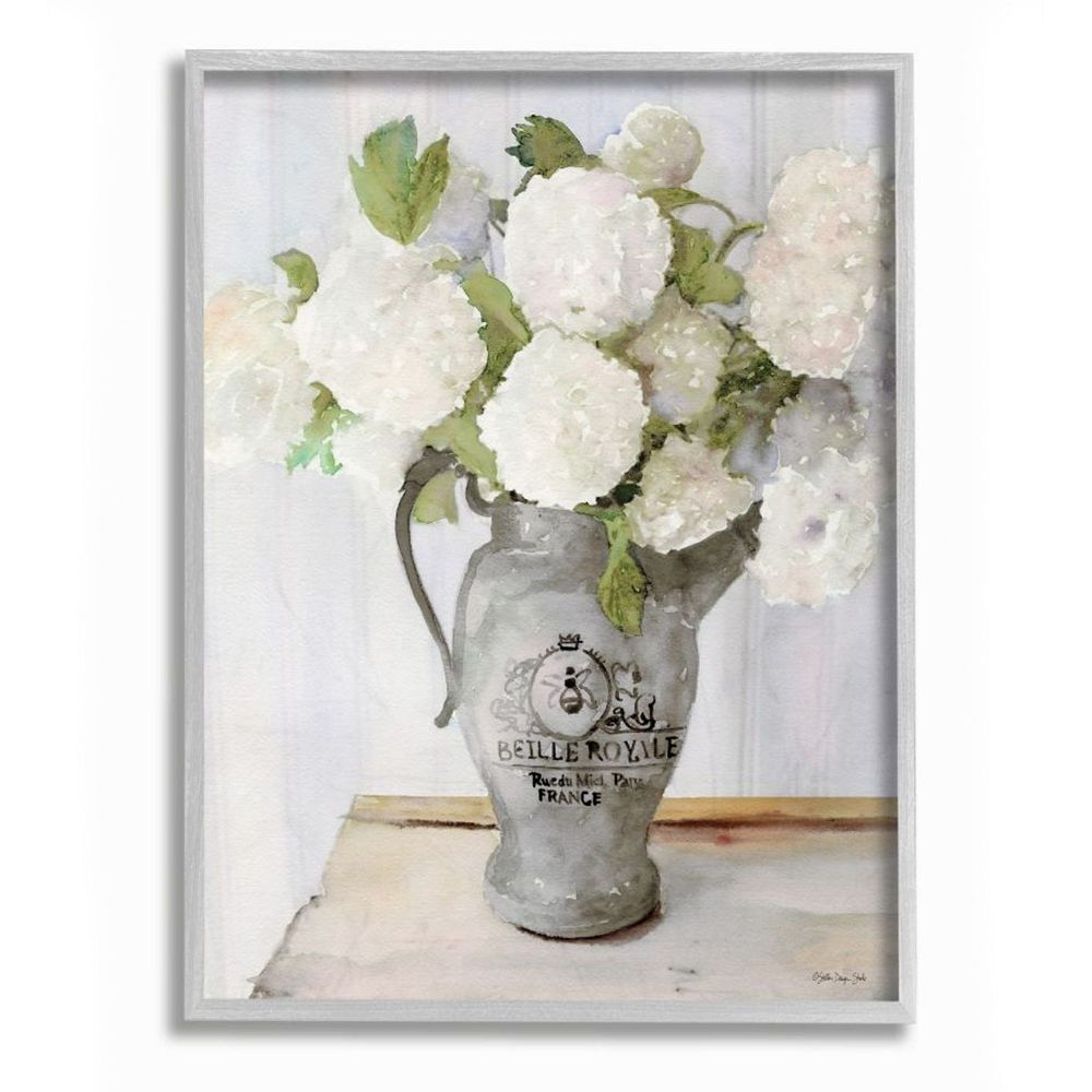 Stupell Home Decor White Hydrangea in French Country Pitcher Still Life ...