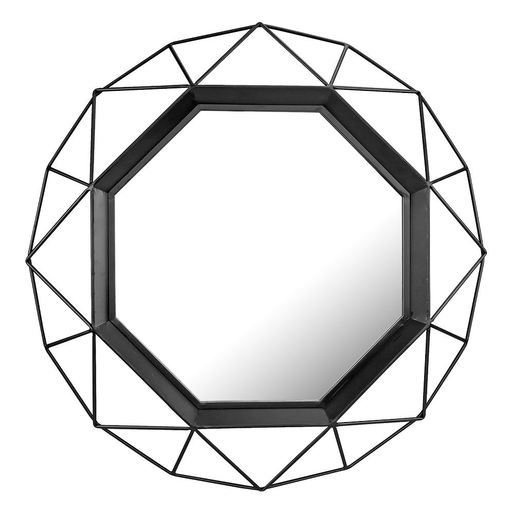 Stonebriar Collection Black Geometric Metal Frame Wall Mirror