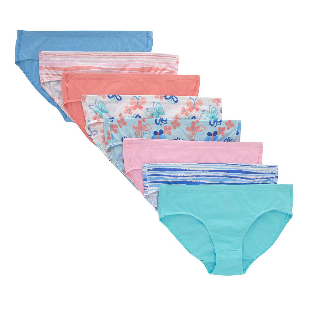 Girls Hanes® 8 Pack Ultimate Pure Comfort Organic Cotton Hipsters Underwear