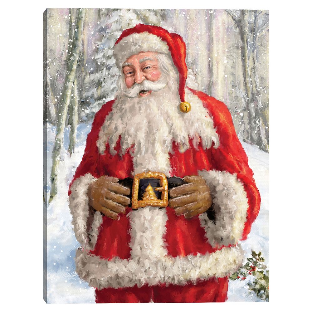 Fine Art Canvas Jolly Santa Christmas Canvas Wall Art