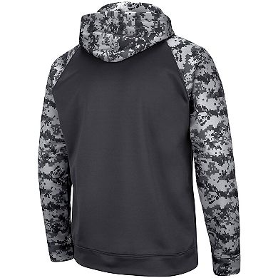 Men's Colosseum Charcoal Miami Hurricanes OHT Military Appreciation Digital Camo Pullover Hoodie
