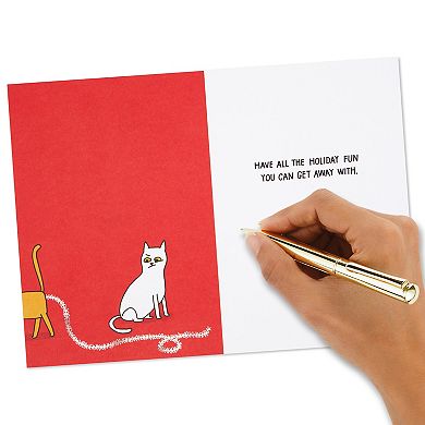 Hallmark Shoebox Funny Cat & Tinsel Christmas Card