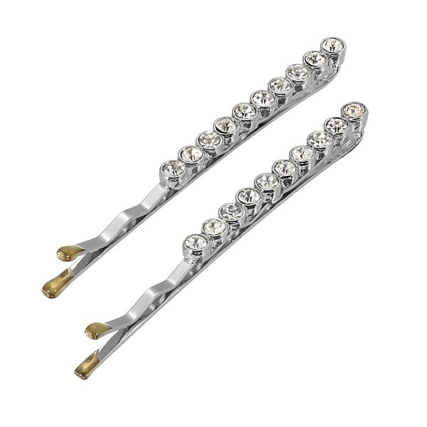 1928 Amethyst Color & Light Blue Simulated Crystal Bobby Pins Set