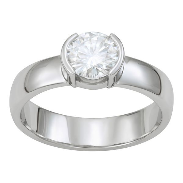 Charles And Colvard 14k White Gold Moissanite 9x7mm Oval Engagement Ring