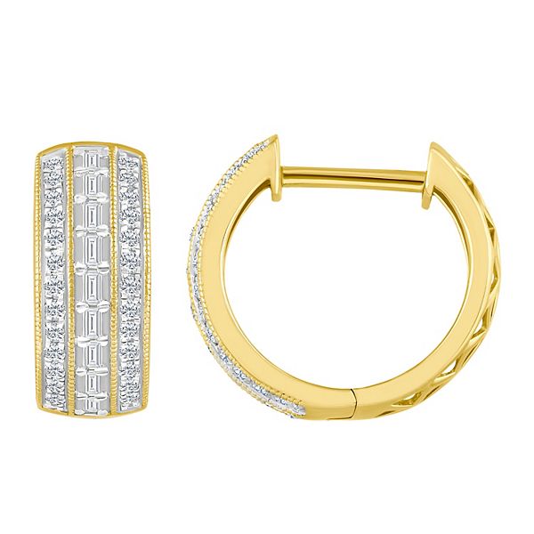 Celebration Gems 14K Gold 1/2 Carat T.W. Diamond Triple Row Hoop Earrings
