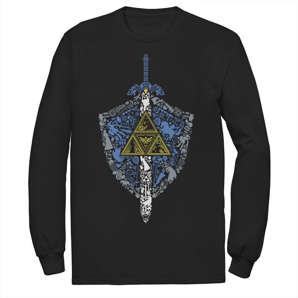 Men's Nintendo Zelda Hylian Shield Element Icons Long Sleeve Graphic Tee