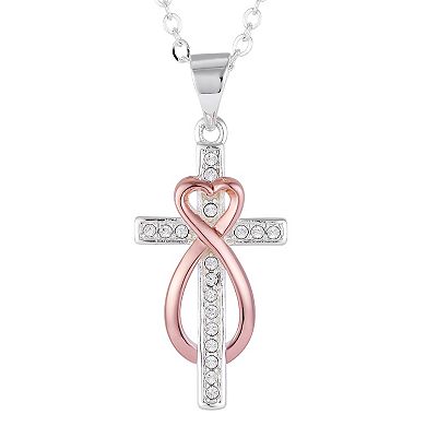 Brilliance Crystal Infinity Heart Cross Pendant Necklace