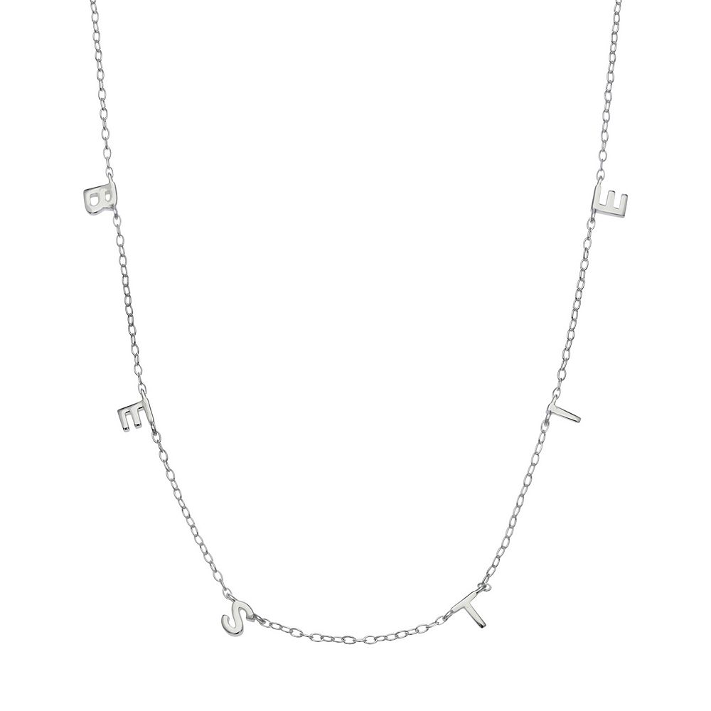 PRIMROSE Sterling Silver "BESTIE" Pendant Stations Chain Necklace