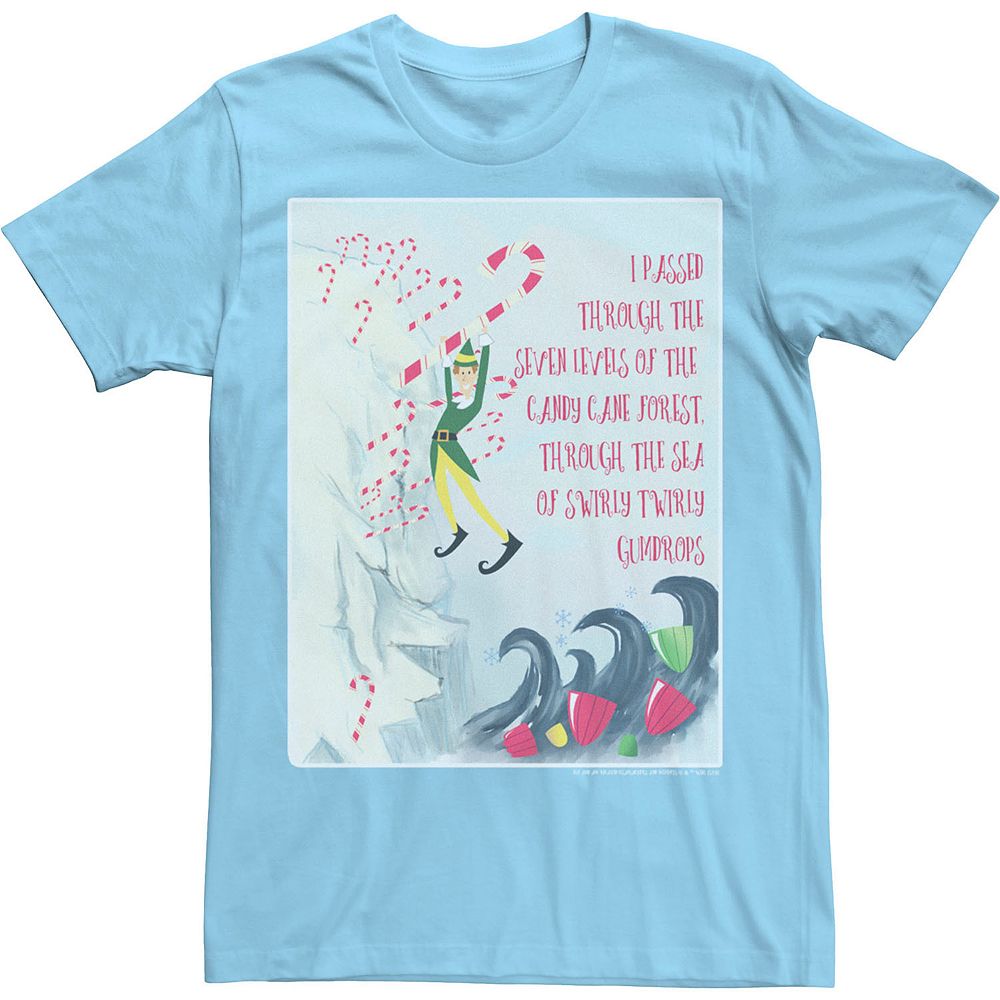 Men's Elf Swirly Twirly Gumdrops Book Page Poster Tee