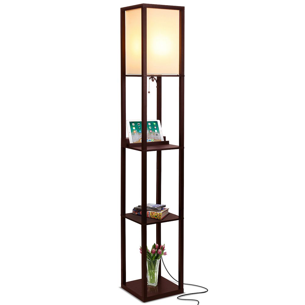 Brightech Maxwell 63" Led Shelf Floor Lamp With Usb Port, Outlet ...