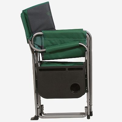 Kamp Rite Portable Director s Chair with Cooler Cup Holder Side Table Green