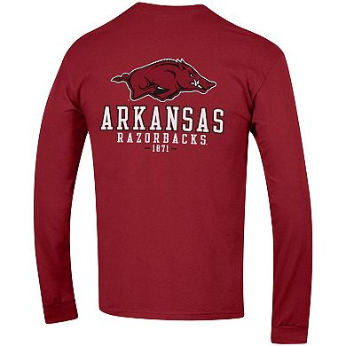 Men's Champion Cardinal Arkansas Razorbacks Team Stack Long Sleeve T-Shirt