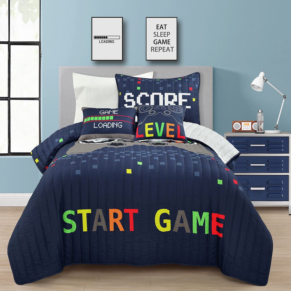 Lush Decor Video Games Quilt Set with Coordinating Throw Pillows