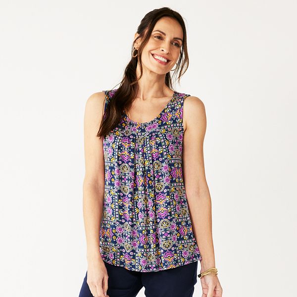 Women's Croft & Barrow® Print Pleated Tank